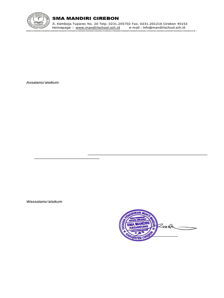 Surat Edaran Siswa-PSAJ - SMA | PDF