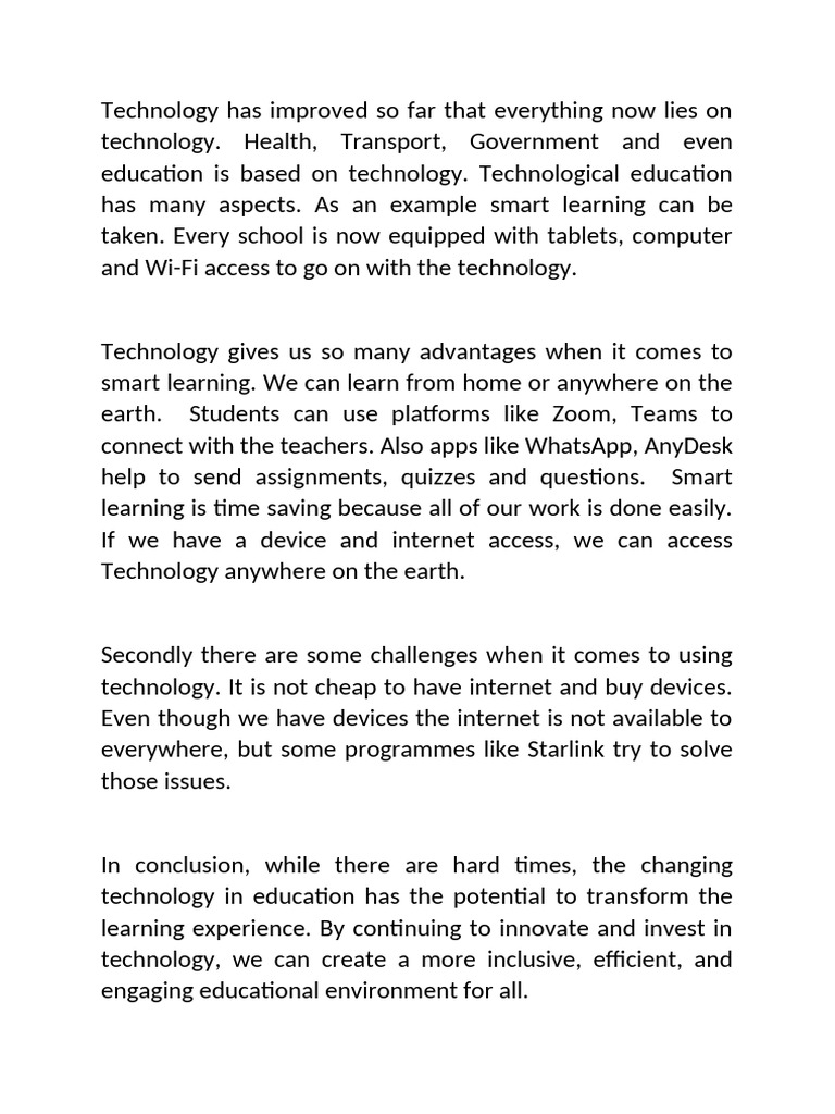 Technology Has Improved So Far That Everything Now Lies On Technology | PDF