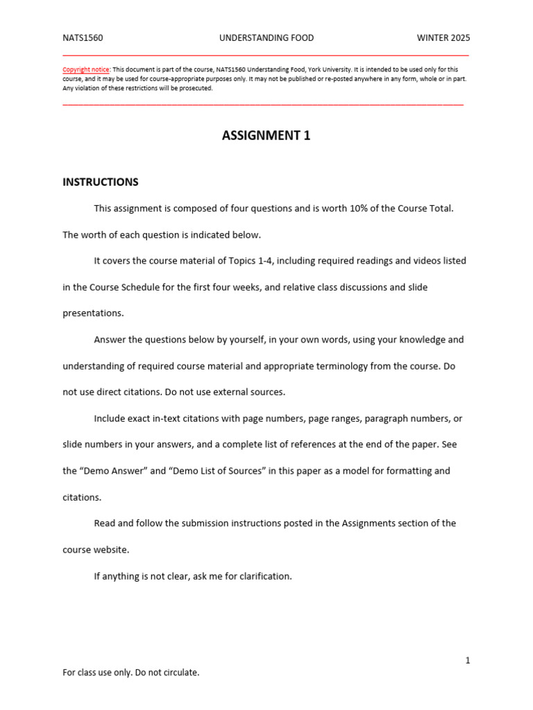 Nats1560 W25 Assignment 1 | PDF | Citation | Nutrients