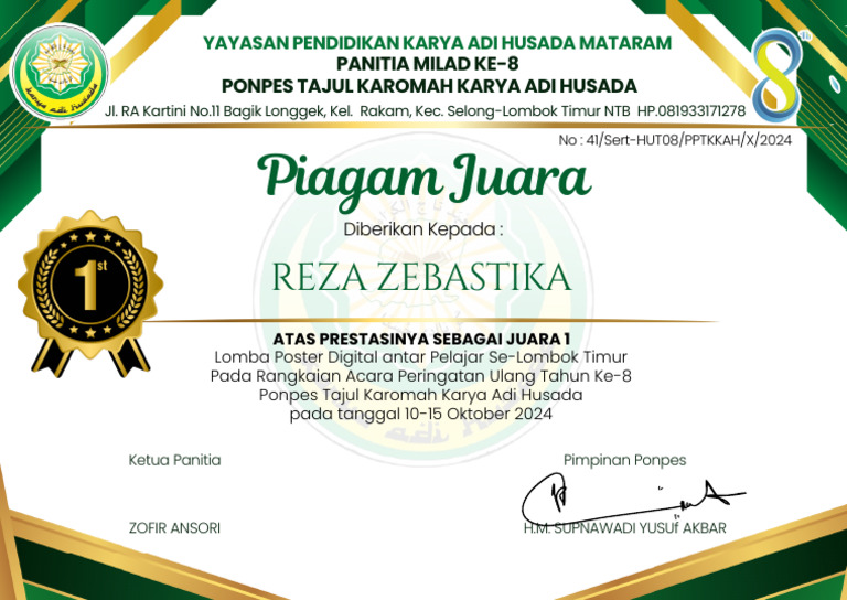 Sertifikat Juara Lomba Poster Digital | PDF