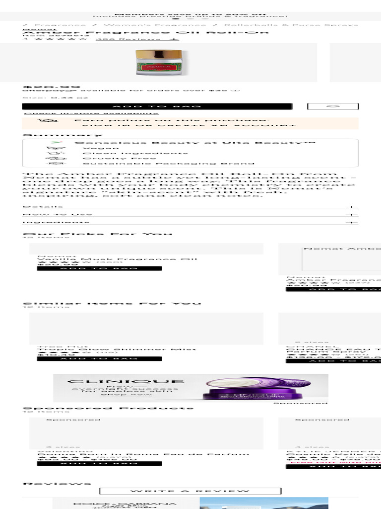 Amber Fragrance Oil Roll-On - Nemat Ulta Beauty | PDF | Perfume ...