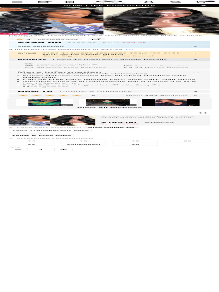 UNice Lace Front & Closure Optional Body Wave Black Human Hair Wig | PDF | Wig | Human Hair