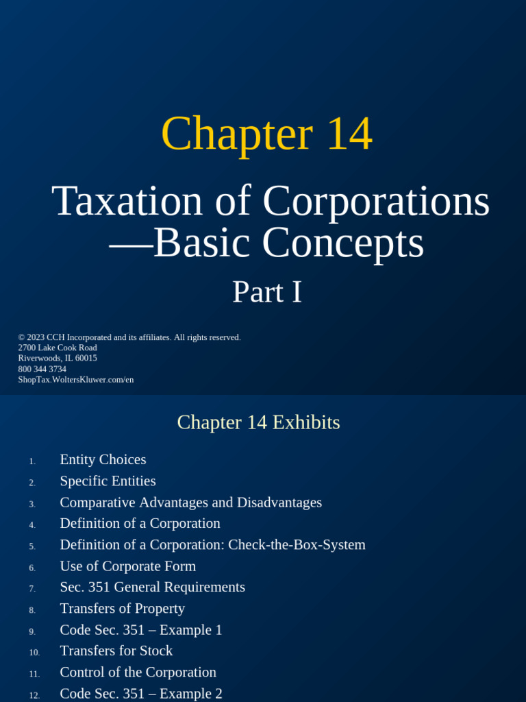 Tax 311-2024 CCH PPT Ch14-I | PDF | Limited Liability Company | S Corporation