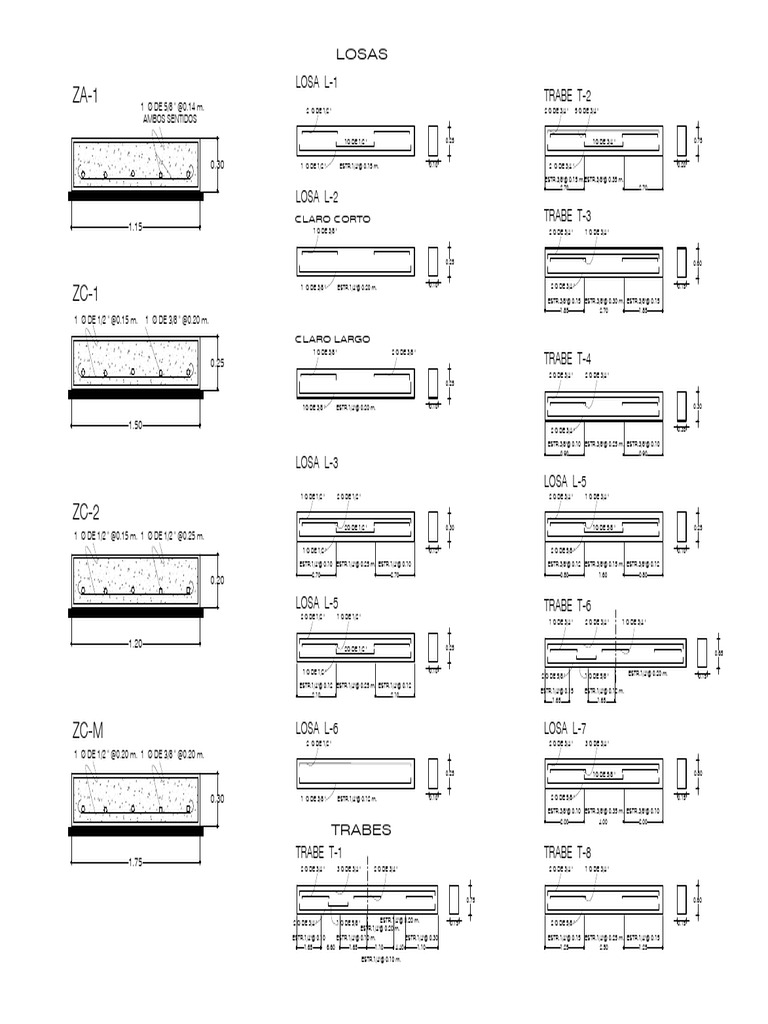 Losa L-1 Trabe T-2: Losas | PDF