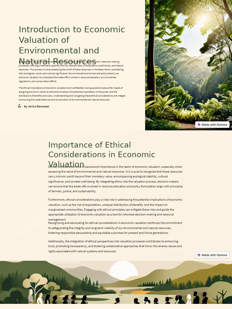 Introduction To Economic Valuation of Environmental and Natural ...