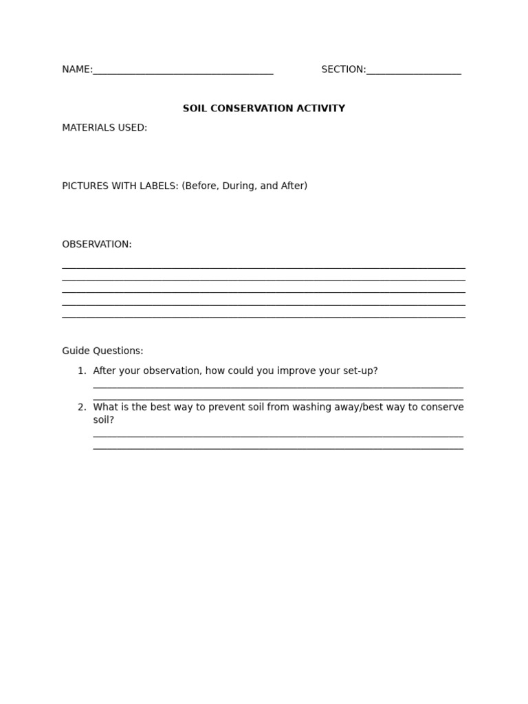 Soil Conservation Activity Guide | PDF