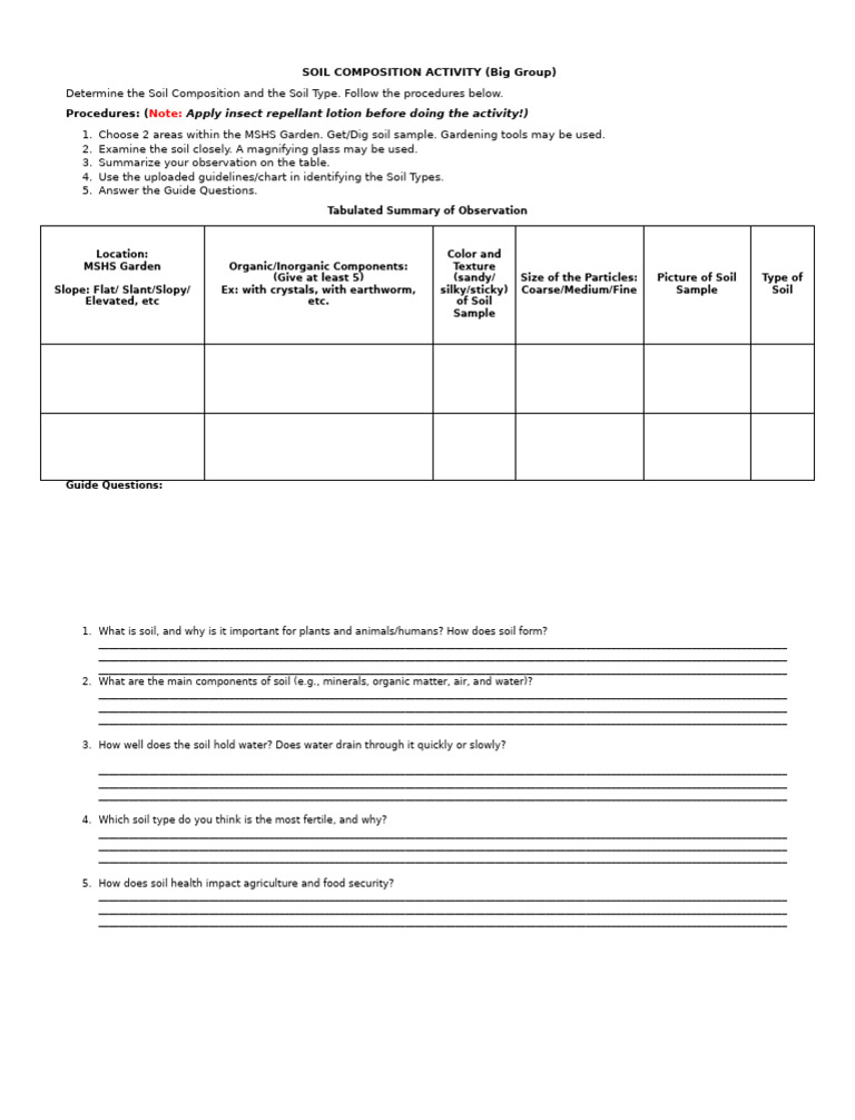 SOIL COMPONENTS AND SOIL TYPE Big Group | PDF | Soil | Soil Science