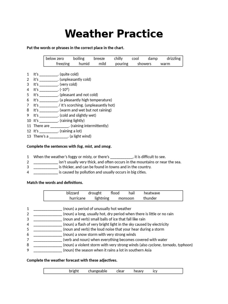 Weather Practice | PDF | Rain | Weather