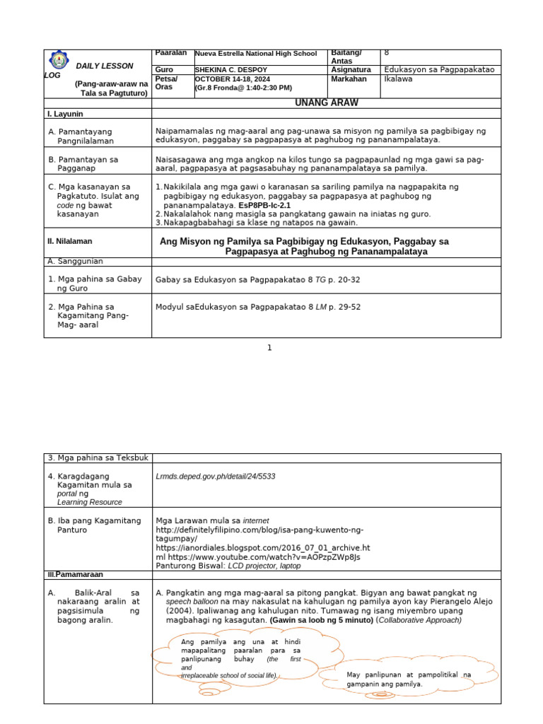DLL ESP 8 Modyul 2 Quarter 1 | PDF