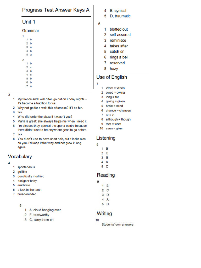 Bim 1 U2 J U1 Test A | PDF