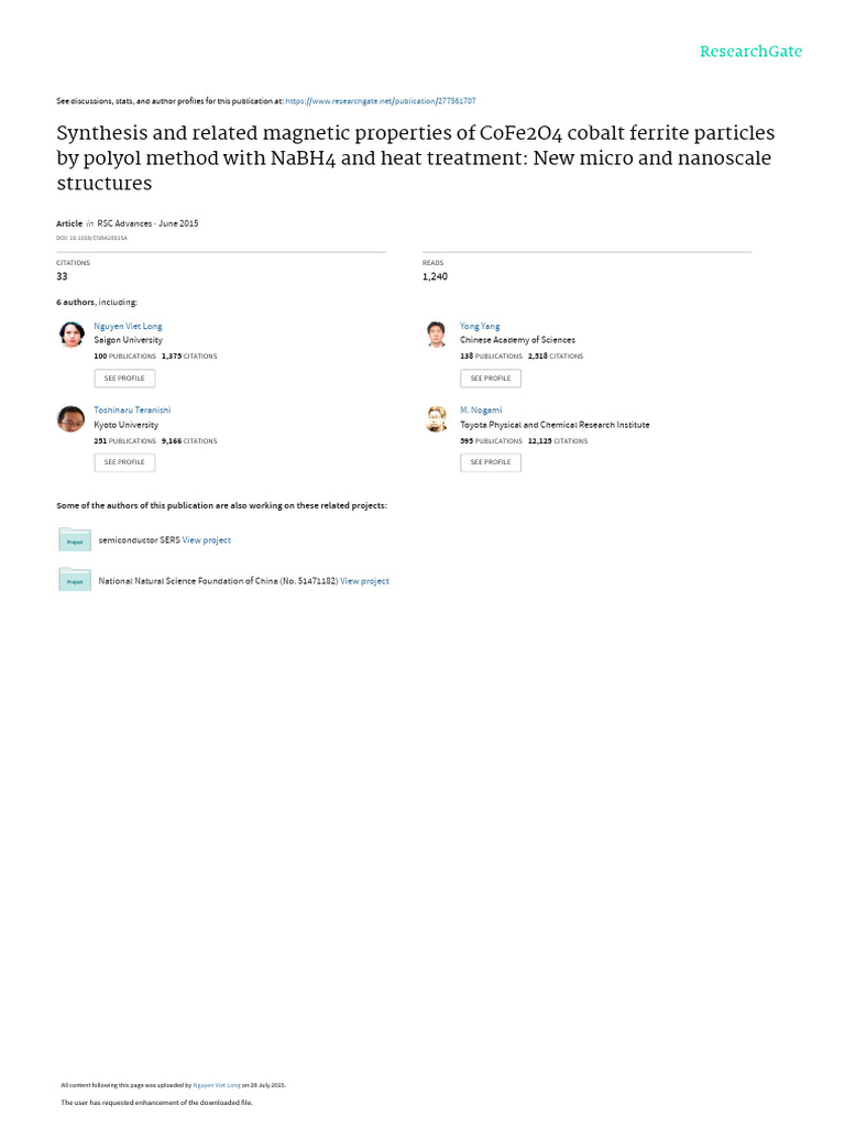 2015 Reducing Agent (NaBH4) Dependent Structure, Morphology and ...