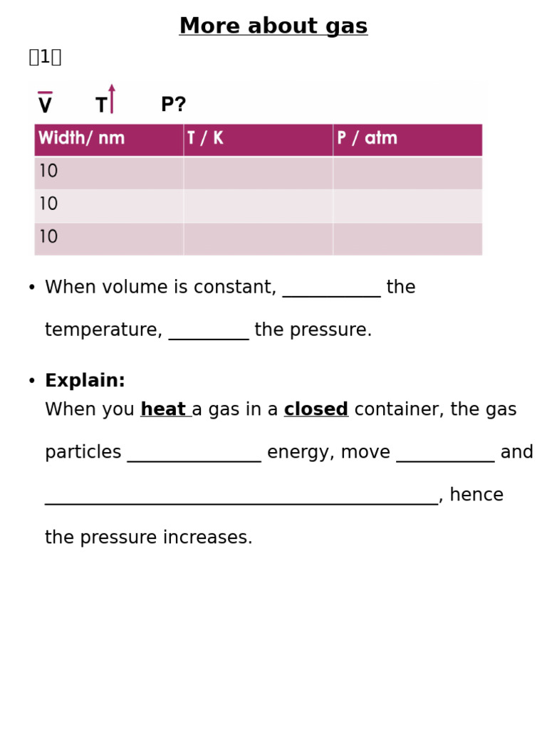 Pressure Worksheet | PDF