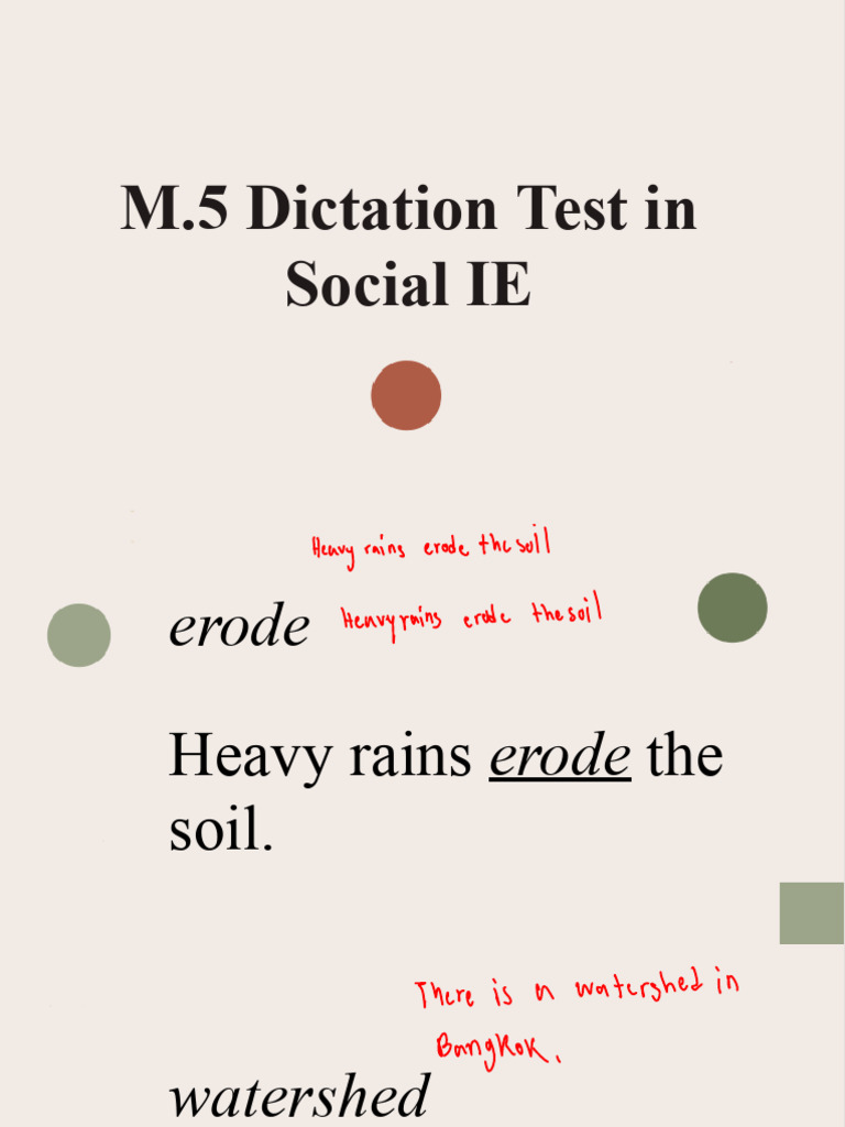 M.5 Dictation Test in Social IE | PDF