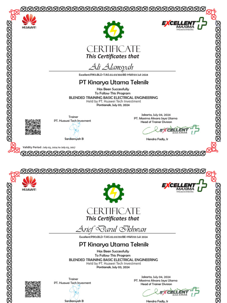 Basic Electrical Engineering Certificate | PDF