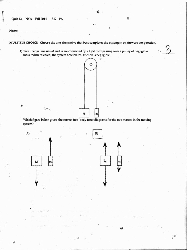 Physics Quiz: Forces and Motion Concepts | PDF | Force | Newton's Laws ...