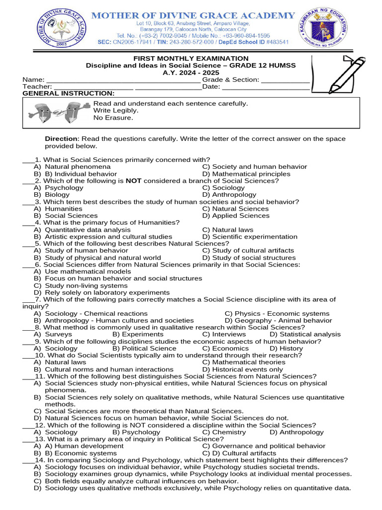 Copy of Quarter Exam in DISS | PDF | Social Sciences | Science