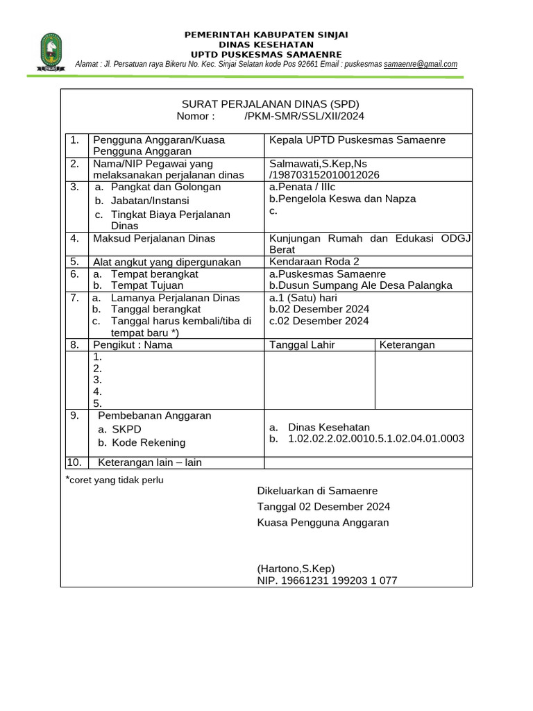SPPD LAPORAN HASIL desember FIX | PDF