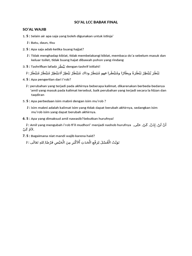 Soal Lcc Wustho Final 1 | PDF