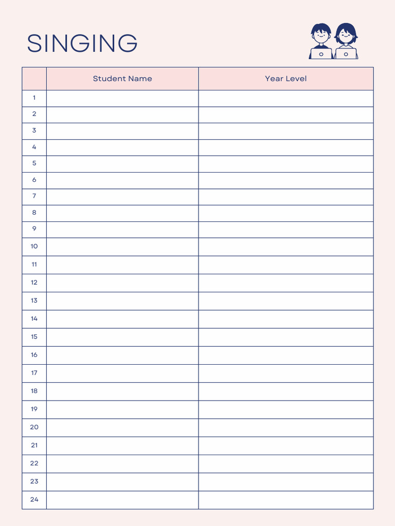 Class List Planner Pink in Modern and Simple Style | PDF
