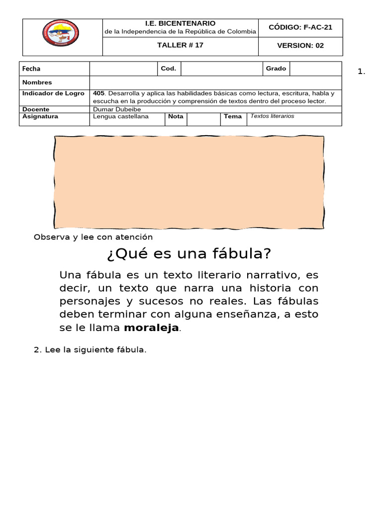 TALLER #16 La Fábula | PDF