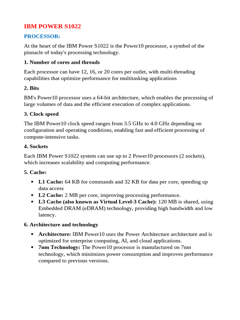 IBM Power S1022: Specs & Features Overview | PDF | Solid State Drive ...