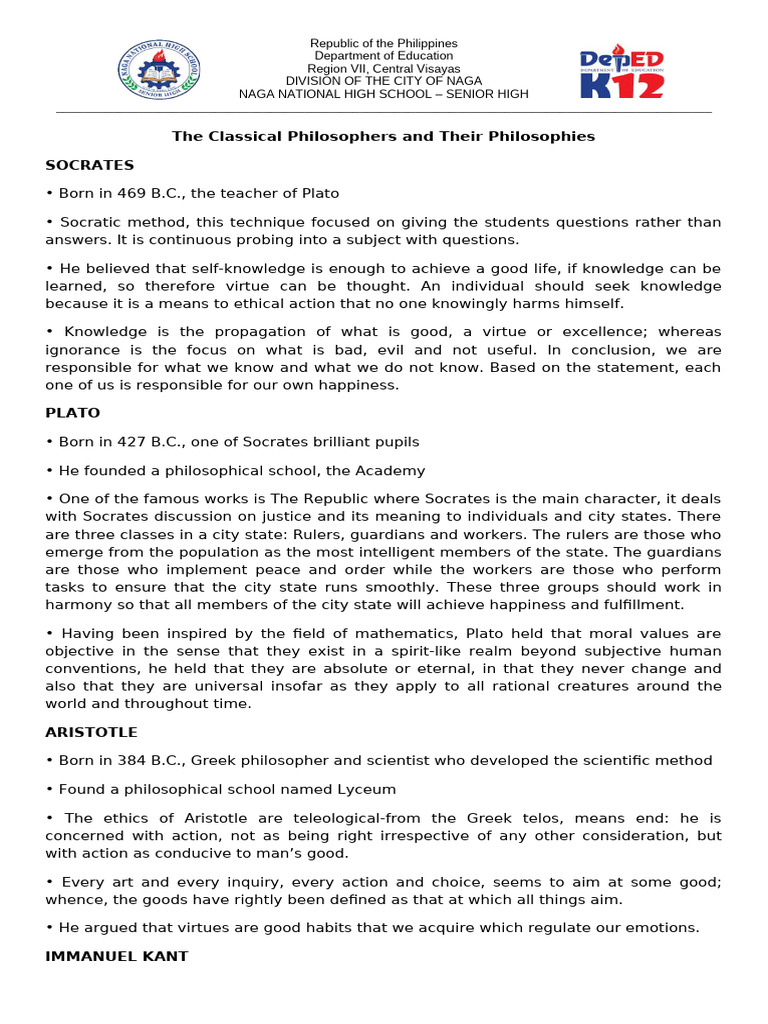 Notes-on-The-Classical-Philosophers-and-Their-Philosophies | PDF ...