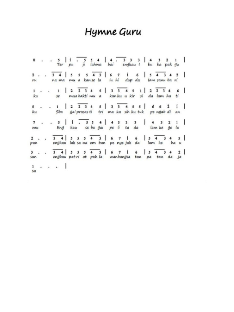Not Angka Hymne Guru | PDF