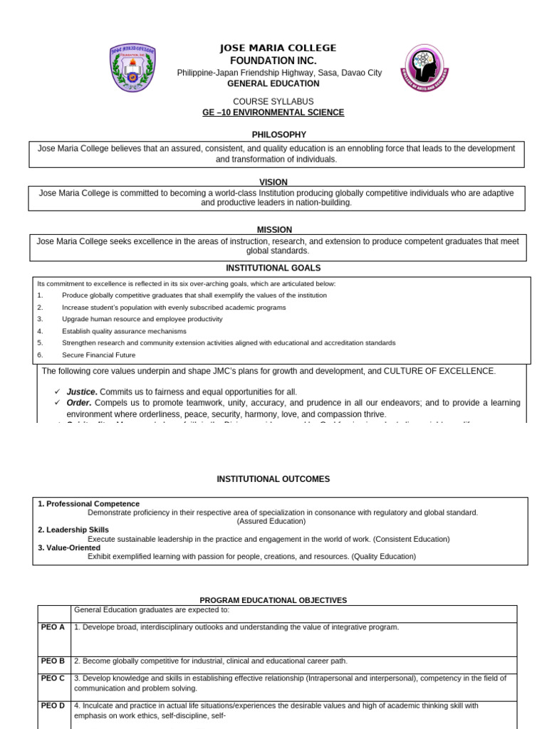 GE-10 Environmental Science Syllabus | PDF | Biodiversity | Ecology