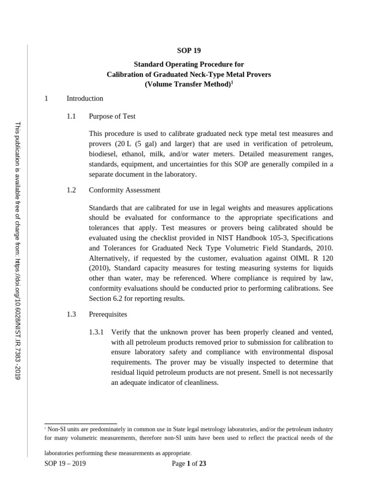 Sop 19 Volume Transfer Graduated Provers 20190716 | PDF | Calibration ...