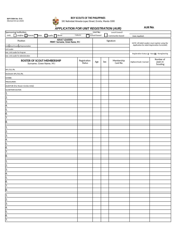 Unit Registration Application Form | PDF | Outdoor Recreation | Girl ...