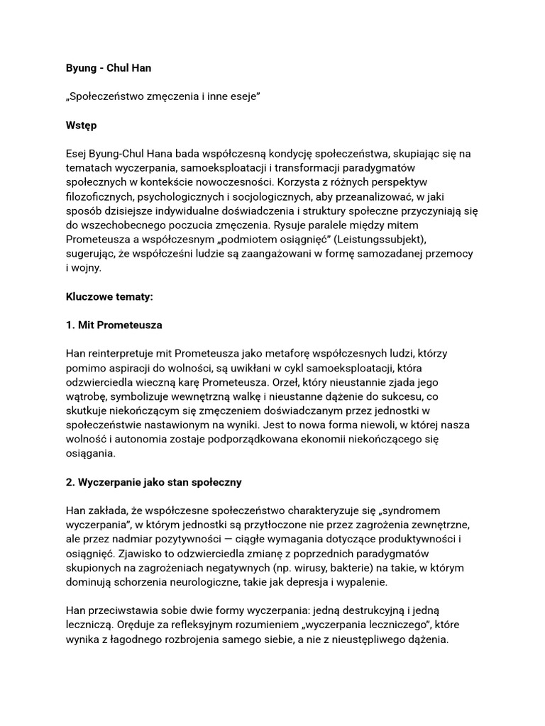 Byung - Chul Han Notatka | PDF