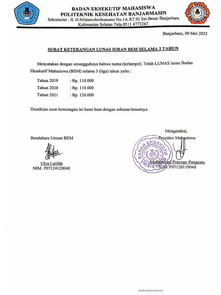 BUKTI LUNAS BEM MUHAMMAD AZHARI | PDF