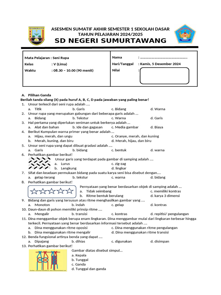 ASESMEN SUMATIF AKHIR SEMESTER 1 | PDF