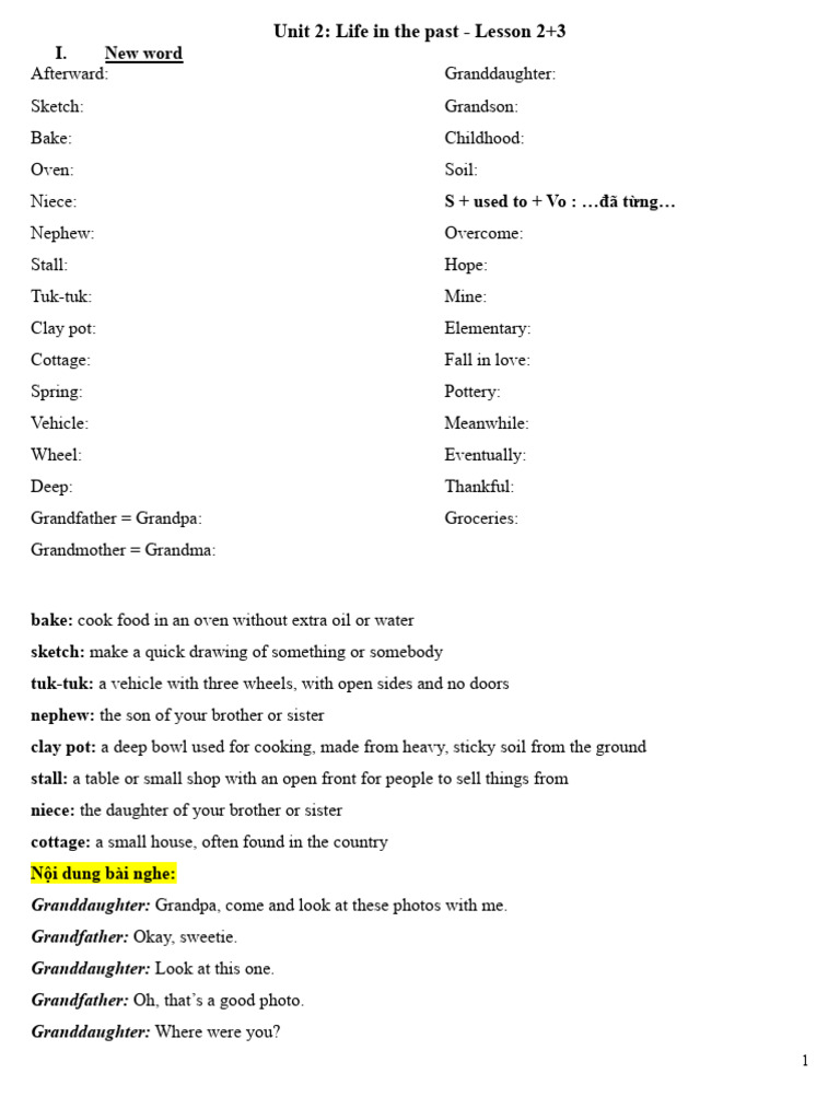 unit 2 - grade 9 - part 2 | PDF | Grandparent
