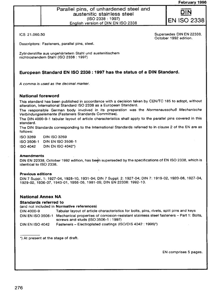 Din en Iso 2338 1998 | PDF
