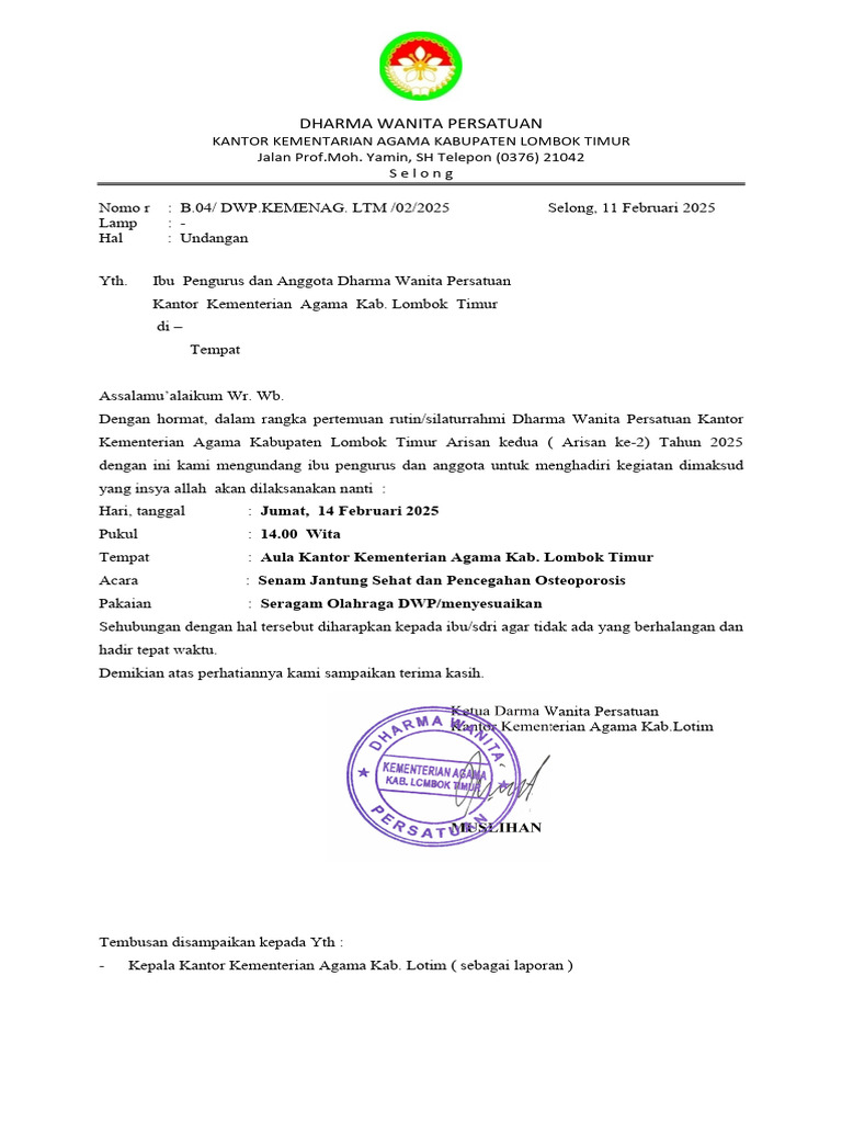 Undangan Arisan dan Senam Sehat | PDF