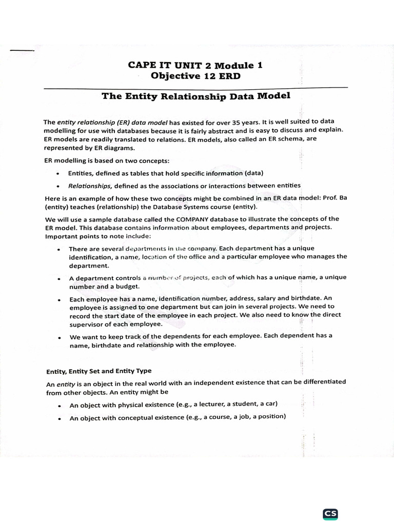 Entiry Relationship Data Model | PDF