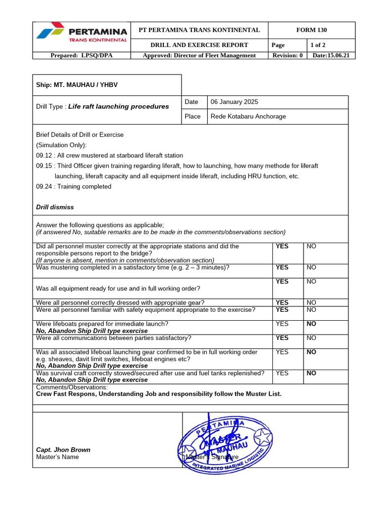 Life Raft Launching Procedures | PDF | Shipping | Water Transport