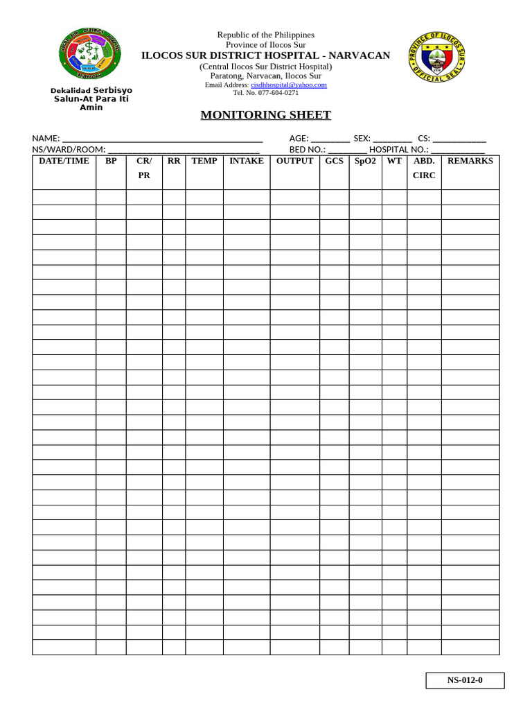 VS Monitoring Sheet | PDF