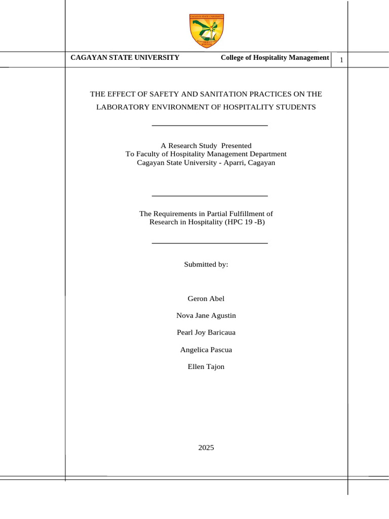 FINAL RESEARCHHH Safety and Sanitation | PDF | Survey Methodology ...