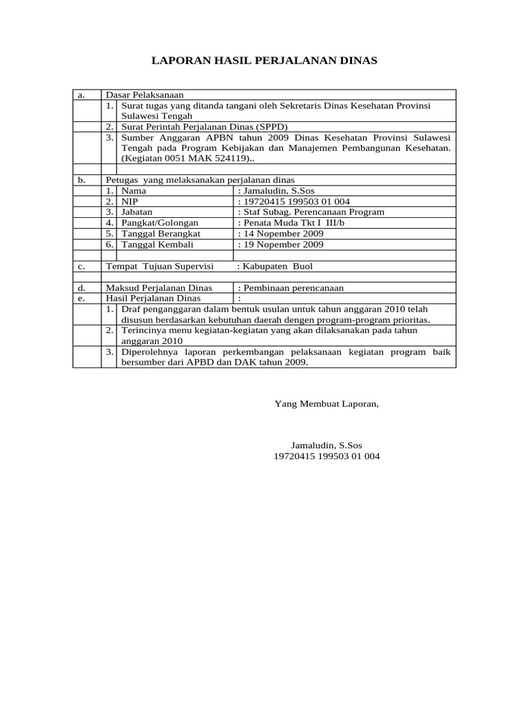 Laporan Hasil Perjalanan Dinas | PDF