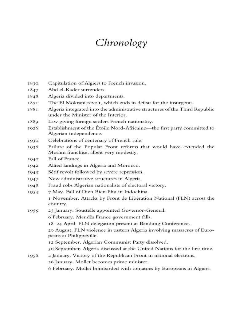 Algeria France's Undeclared War - (Chronology) | PDF | Algeria