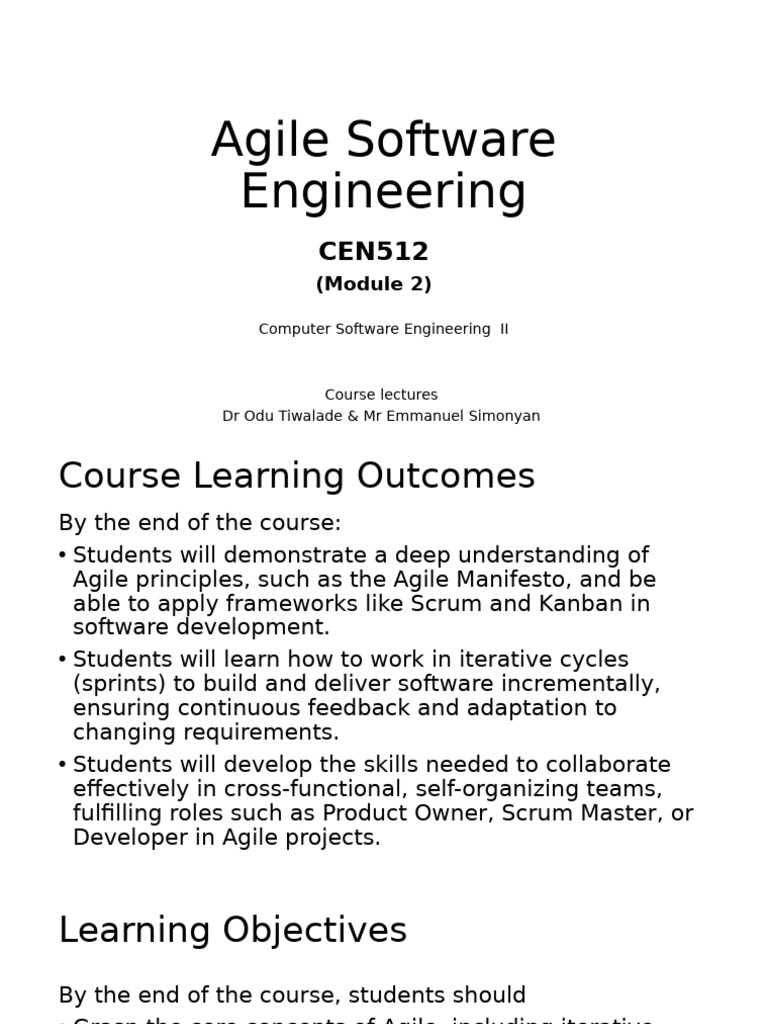 CEN512 Agile Software Engineering-Module 2 | PDF | Agile Software Development | Scrum (Software ...
