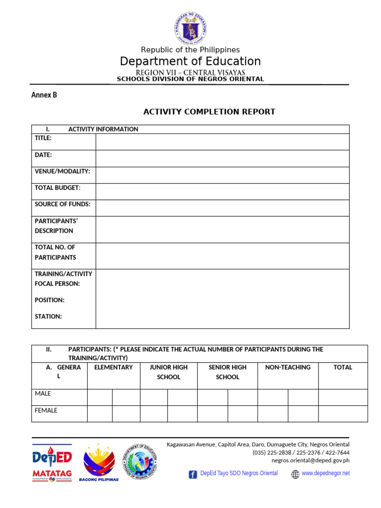 2025 Updated Activity Completion Report Template | PDF