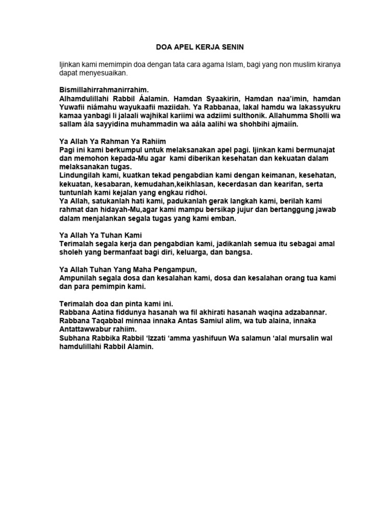 Doa Apel Kerja | PDF