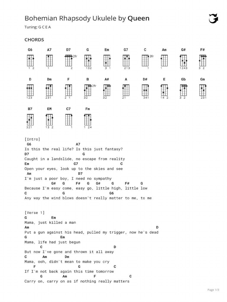 Bohemian Rhapsody Ukulele | PDF