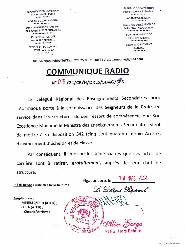 Avancements Signés DRES-AD | PDF