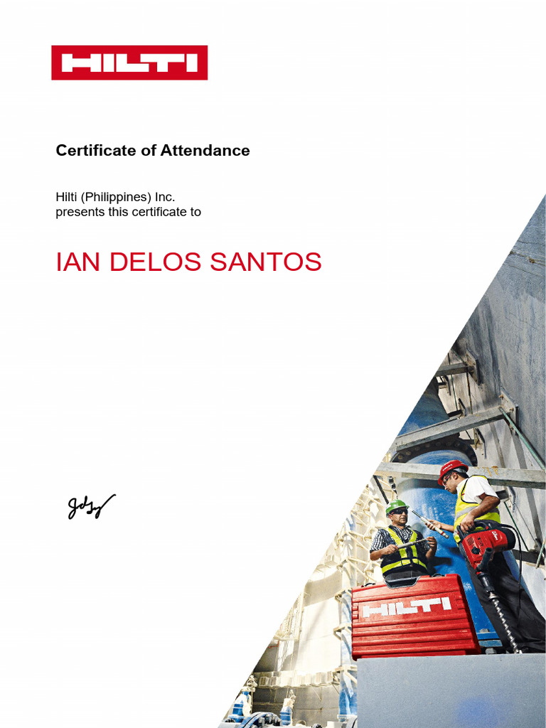 Hilti Training Certificate: TE 60 & Tools | PDF
