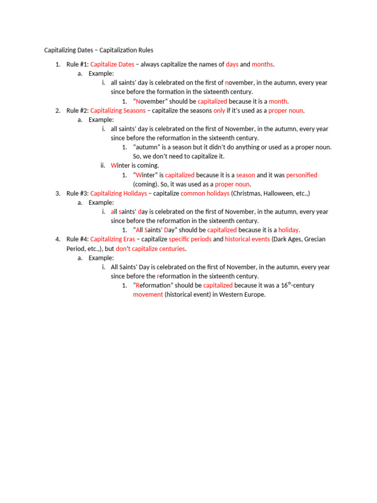 (3) Capitalizing Dates – Capitalization Rules | PDF | Hanukkah