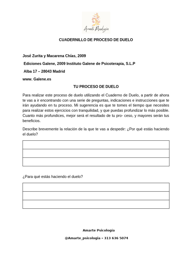 Cuadernillo para el Proceso de Duelo | PDF